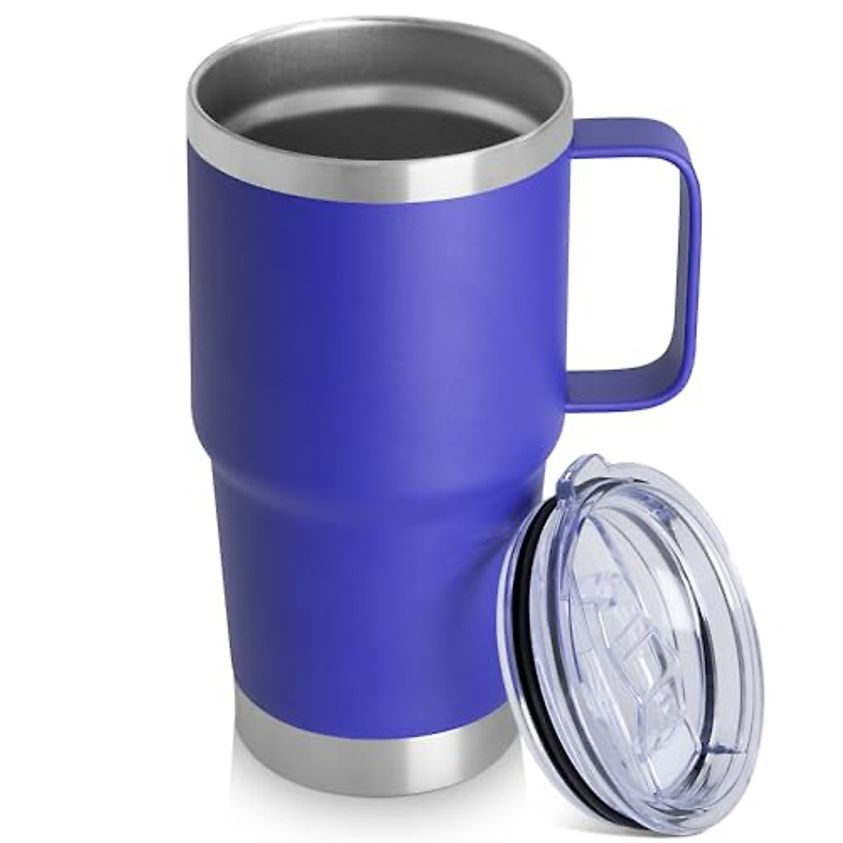 HASLE OUTFITTERS 20oz Tumbler with Handle & Lid, Insulated Stainless Steel Travel Mug, Leakproof Cup for Coffee, BPA-Free Double-Wall Vacuum Tumblers for Hot/Cold Drinks, Commuter, Gym, Office, Blue