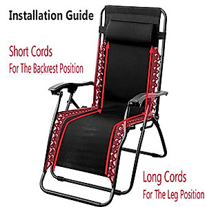 Jmkcoz 4 Pcs Zero Gravity Chair Replacement Cords Universal Replacement Laces for Antigravity Chair, Bungee Elastic Lounge Chair Cord Nylon Stretch Patio Recliners Repair Cord for Outdoor, Lawn Chair