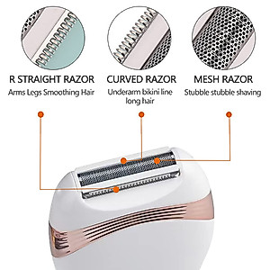 ASOONYUM Electric Shaver for Women, Bikini Trimmer, Womens Electric Razor, Facial Hair Removal, Wet Dry Lady Hair Remover for Legs Body Face Underarms and Pubic, Portable USB Rechargeable White