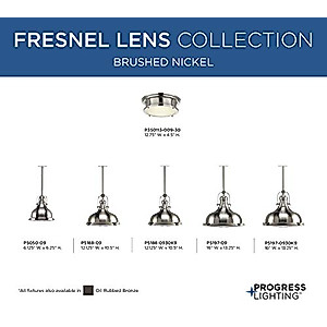 Fresnel Lens Collection 1-Light Fresnel Glass Coastal Pendant Light Brushed Nickel