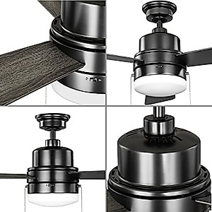 Progress Lighting P250076-31M-WB Trevina V 3-Blade Modern Indoor Ceiling Fan Matte Black with Light Kit and White Opal Shade