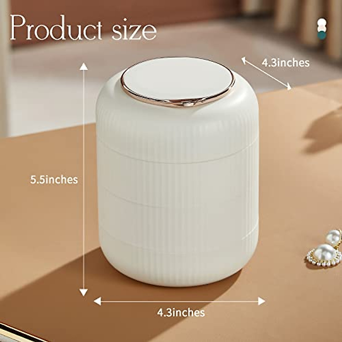 OHFOUL Jewelry Holder Organizer,Jewelry Box,Jewelry Tray,Jewelry Boxes for Men Women,4 Layer Rotating Storage Case with Lid for Rings,Accessory Bracelets Holder Gifts for Girls Womens - white