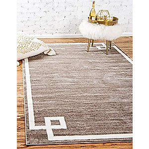 Unique Loom Uptown Collection by Jill Zarin Collection Greek Key Textured Modern Light Brown Area Rug (9' 0 x 12' 0)