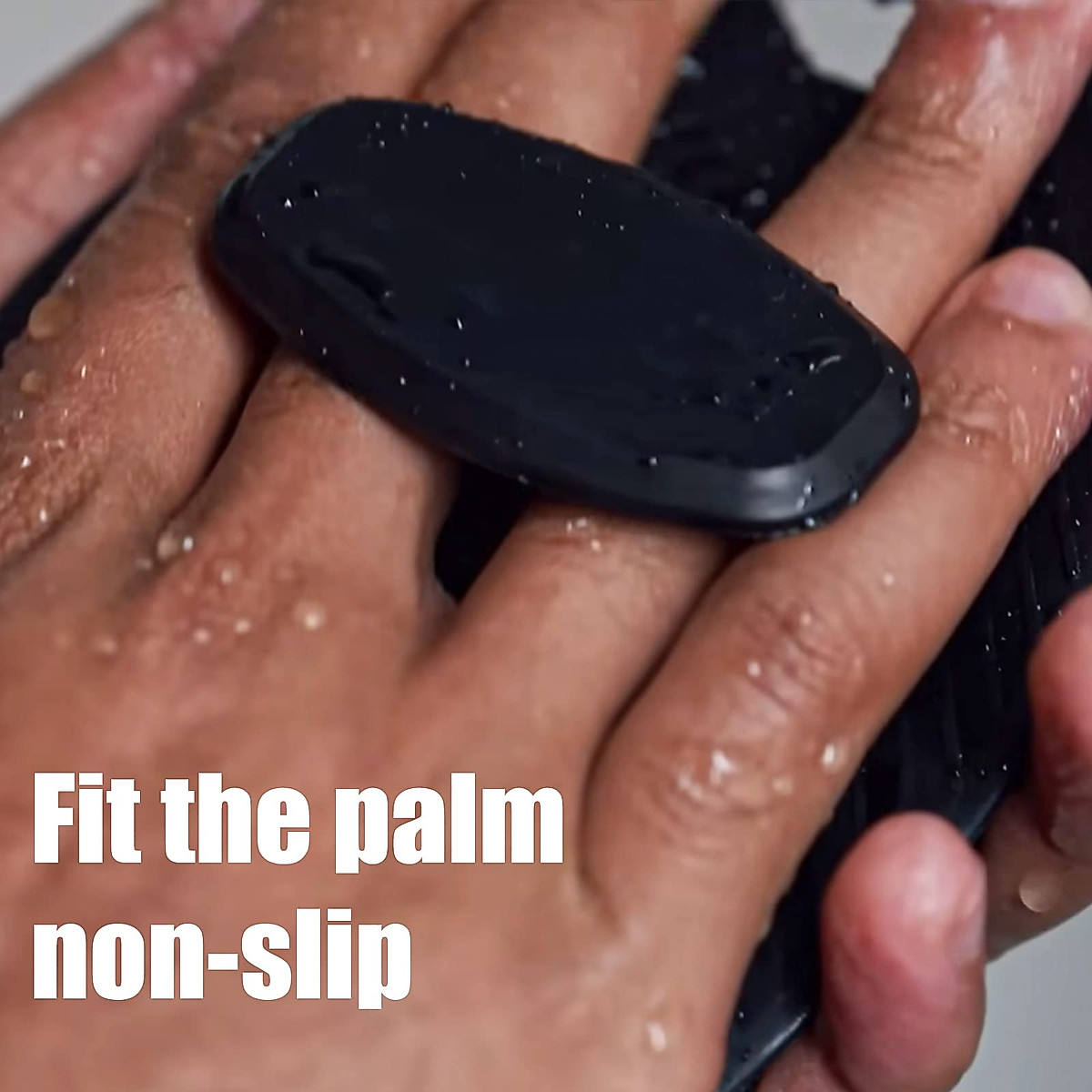 Exfoliating Silicone Body Scrubber,with Ergonomic No-Slip Handle,Cleaning and Massage Your Skin, Easy to Hold and Hang, Hygienic and Long-lastin (Black)
