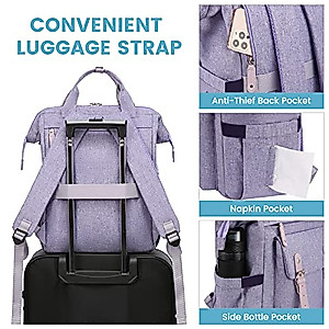 LOVEVOOK Laptop Backpack for Women, Teacher Nurse Bag Work Travel Computer Backpacks Purse,Daypack Water Resistant with USB Charging Port, 15.6 inch