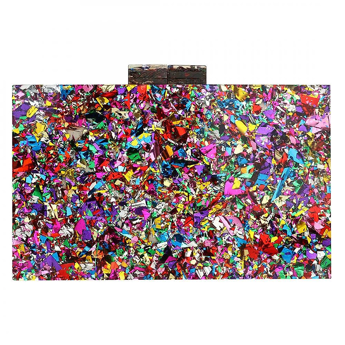 Women Sequin Acrylic Clutch Box Crossbody Bag Handbag Bridal Party Cocktail Evening Clutch Purse (Multi-colored)