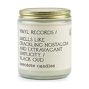 Anecdote Candles – Vinyl Records Glass Jar Candle – Black Oud – Coconut Soy Wax – Non Toxic Scented Candle – Made in USA – Luxury Candles for Home – 7.8 Ounces