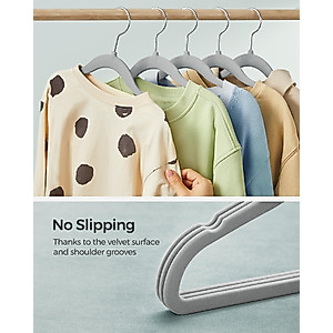 SONGMICS Baby Hangers 50 Pack, Kids Hangers for Closet, 11.8 x 8.1 Inches, Silver 360° Swivel Hooks, Space-Saving Clothes Hangers, Velvet Hangers for Nursery, Non-Slip, Dove Gray UCRF027G05
