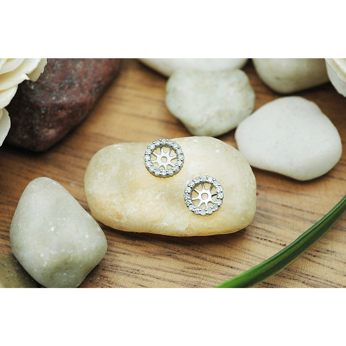 Dazzlingrock Collection 0.25 Carat (ctw) Round White Diamond Removable Jackets for Women's Stud Earrings in 14K White Gold