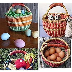 Bolga Baskets International Small Market Basket w/ Leather Wrapped Handle (NATURAL)