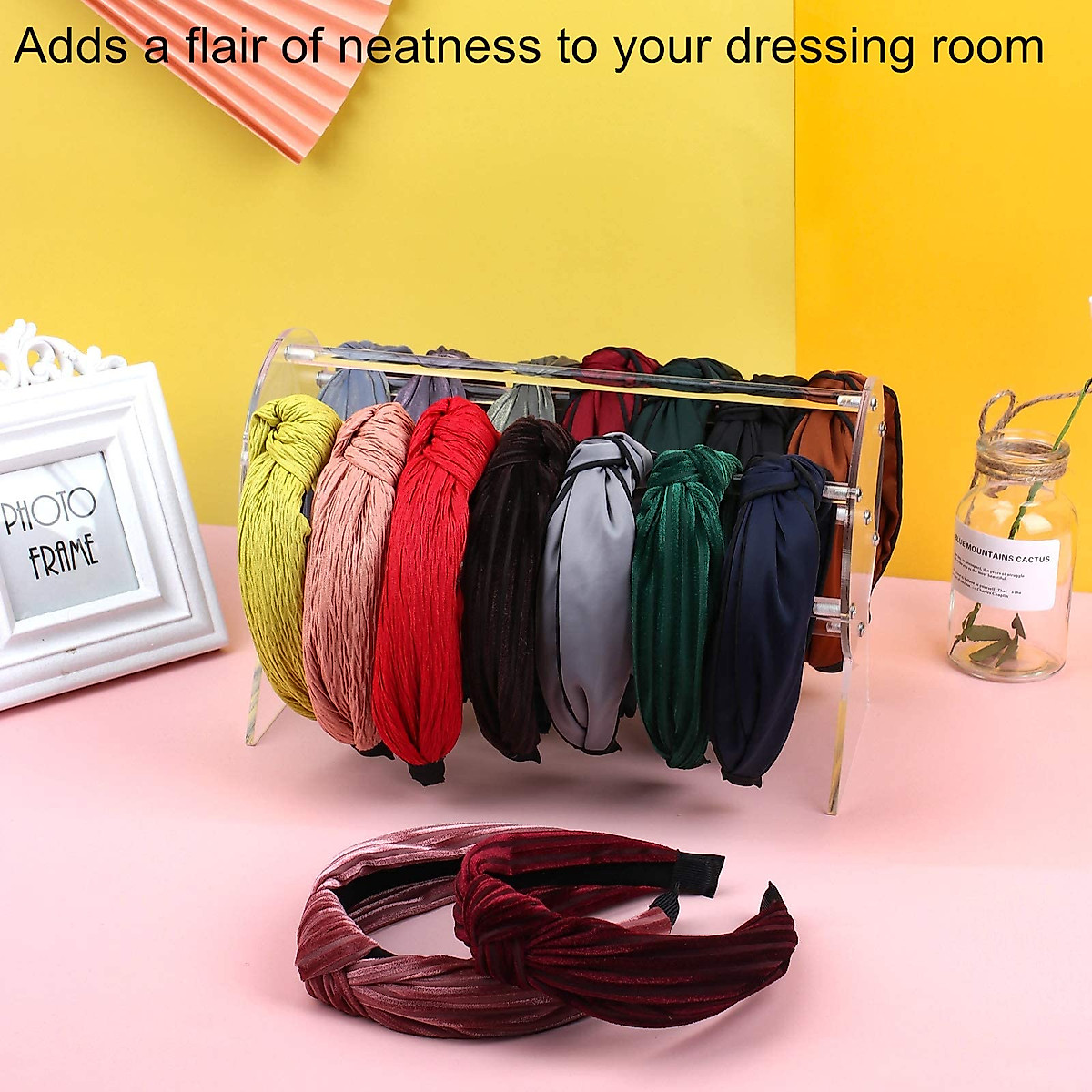 AOFLLU Acrylic Headband Holder, Clear Hairband Organizer, Headband Display Stand, Storage Rack for Jewelry Hair Clasp Bangles, Teen Girl Women Gifts