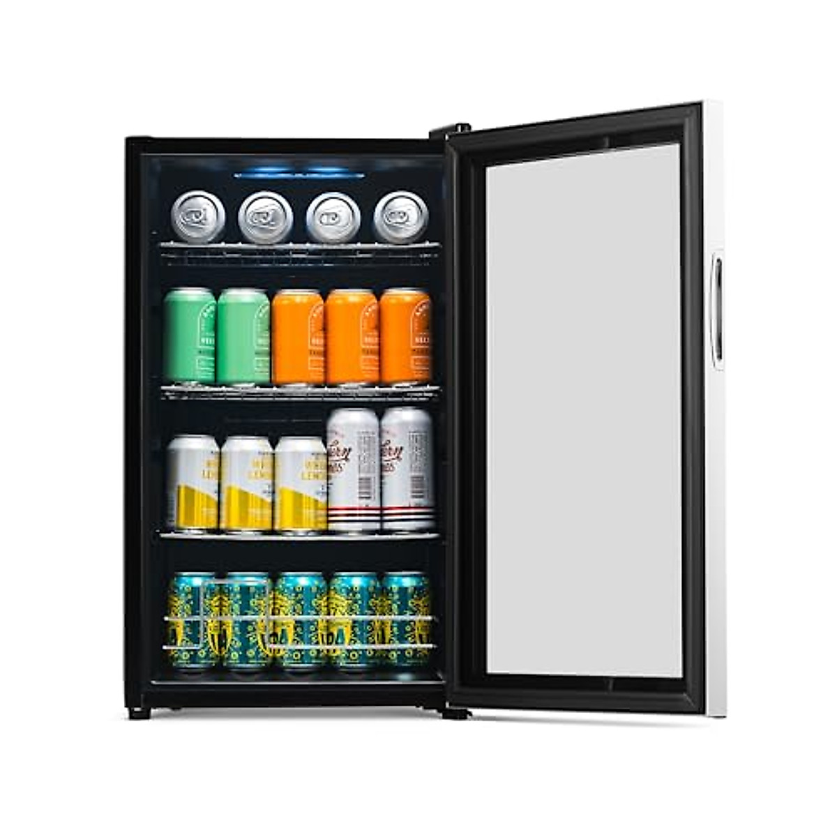 NewAir Small Cooler 2.4 Cu. Ft. Mini Fridge for Bedroom in Stainless Steel, 100 Can Capacity Beverage Refrigerator with 5 Custom Temperature Settings for Beer, Wine, Soda, and Cooler Drinks