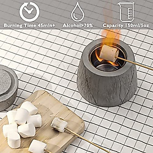 Lagute Tabletop Firepit with Stainless Steel Inside Wall, Concrete Volcano Fireplace, Rubbing Alcohol Bio Ethanol Fire Pit Indoor Outdoor, Portable Fire Bowl Pot, Dark Gray