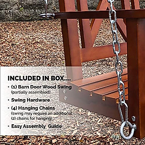 BACKYARD EXPRESSIONS PATIO · HOME · GARDEN 914894 4ft. Rustic Finished Fir Wood (2) Person Porch Swing | Capacity 450lbs, Mahogany