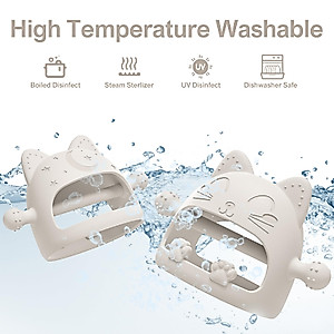 Baby Teether-Teething Toys for Babies 0-6 Months-Silicone Teething Mitt with Cute Cat Shape Baby Toys 6 to 12 Months,Newborn Essentials Must Haves for Teething Relief,Ideal Baby Shower Gifts for Moms