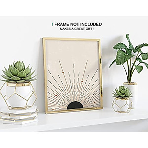 Sun Moon Rainbow Line Art, Boho Minimalist Decor, Mid Century Modern Decor, Bedroom, Living, Laundry Room Prints, Set of 3 Wall Art, 11x14inch Unframed