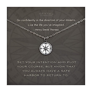EFYTAL Inspirational Daughter Gifts, Sterling Silver or Gold Plated Studded Compass Necklace, Graduation Gifts for Women, Friendship Necklace, New Job Unique Gifts for Women