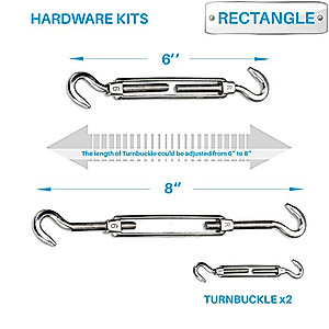 Patio Paradise Heavy Duty Shade Sail Hardware Kit for Square and Rectangle Sun Shade Sail Installation - 6 Inch…