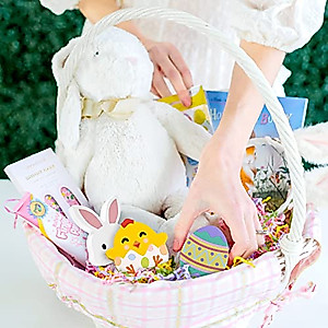 Huray Rayho Easter Wood Blocks Spring Tabletop Decoration Happy Easter Tiered Tray Decor Farmhouse Bunny Chick Carrot Egg Mini Wooden Signs