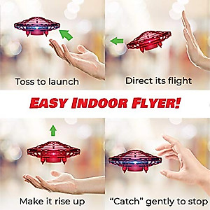 Force1 Scoot Hand Operated Drone for Kids or Adults - Hands Free Motion Sensor Mini Drone, Easy Indoor Small UFO Toy Flying Ball Drone Toy for Boys and Girls (Red)