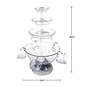 3-Tier Party Drink Dispenser – 1.5-Gallon Punch Fountain with LED Light Base and 5 Cups – Juice, Soda, or Mimosa Tower by Great Northern Party, Red