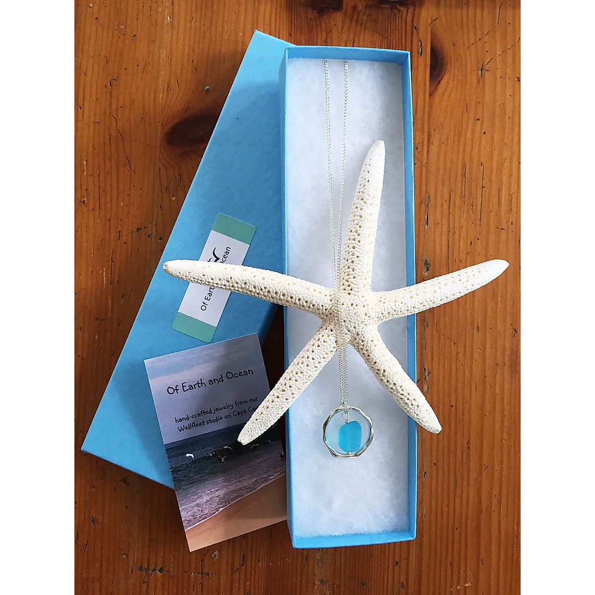 Ocean Waves Sea Glass Pendant Necklace, with sterling silver chain,Handmade Silver Plated Hoop with TumbledTurquoise Sea Glass