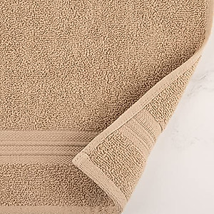 Bathroom Hand Towels Set 100% Cotton Tan, Oeko-Tex Terry Cotton, Soft and Absorbent Hand Towel, 500 GSM, Set of Two, 16 in x 28 in