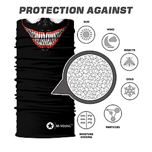 Skull Face Mask Bandanas, Neck Gaiter, Headwear, Magic Scarf, Headband for dust Sun Wind