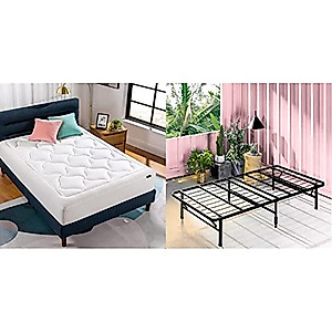 Zinus 12 Inch Cloud Memory Foam Mattress/Pressure Relieving/Bed-in-a-Box Twin & SmartBase Tool-Free Assembly Mattress Foundation / 14 Inch Metal Platform Bed Frame, Black, Twin, Regular