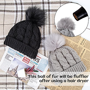 YSense 2 Pack Toddler Kids Winter Warm Fleece Lined Beanie Hats for Boys and Girls Crochet Hairball Knit Cap (3-6 Years)