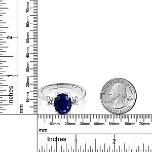 Gem Stone King 925 Sterling Silver Blue Sapphire and White Diamond 3-Stone Ring For Women (2.63 Cttw, Gemstone Birthstone, Available in size 5, 6, 7, 8, 9)
