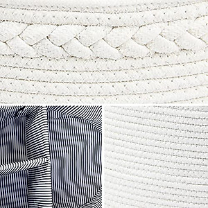 Casaphoria Woven Sundries Hamper Cotton Rope Basket Baskets for Storage,Storage Caddy,Cotton Basket,100% Cotton Car Organizer with Handle,Basket for Gift,Cream White(14.2"x8.5"x7.1")