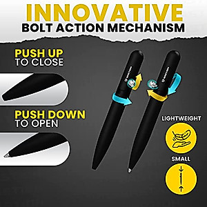 BASTION® Luxury Mini Bolt Action Pen, Lightweight Aluminum EDC Pen with Fine Tip, Professional Ballpoint Pen for School and Work - Black