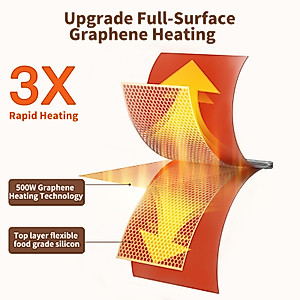 INNOWARMER Food Warming Mat - Ugrade Graphene Full Surface Heating, 500W Fast Heating, Adjustable Temperature, Food Grade Silicone, Food Warmer for Gatherings, Parties, Travel, Daily Use