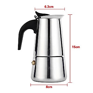 Coffee Maker, Stainless Steel Moka Coffee Pot Stovetop Latte Maker Percolator Stove Top Filter Coffee Maker Pot Easy Clean (100ML 2 Cup )