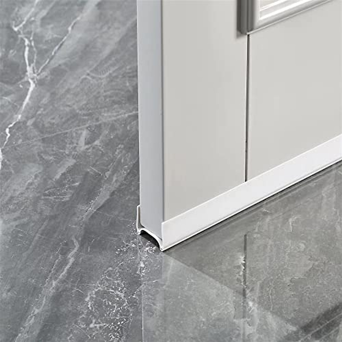 Under Door Draft Stopper, Bottom Seal Weather Stripping - Removable and Washable Insulation Noise Dustproof Strip,Yellow,Blue,Gray, White,Brownunder Bottom Door Weather Stripping (White)