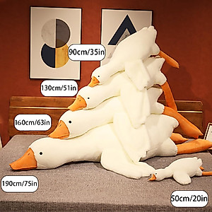 Giant White Goose Plush-75 in Soft Furry Swan Stuffed Animal Pillow,Huge Goose Plush Hugging Pillow Gifts for Every Age (75in)