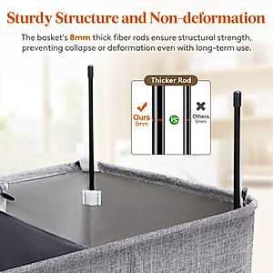 Lifewit 180L Laundry Hamper 3 Section, Extra Large Laundry Basket with Lid, Dirty Clothes Basket with Handle, Divided Laundry Sorter Organizer with 3 Removable Washing Bags, Light Gray