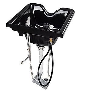 OmySalon Salon Sink for Hair Stylist, Shampoo Bowl Wall Mounted Hair Washing Station, Faucet Sprayer Plunbing Parts Included