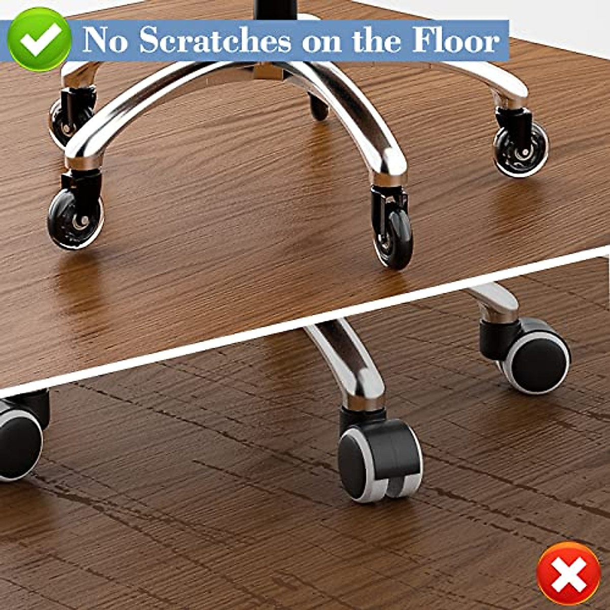 Office Chair Caster Wheels, Heavy-Duty Rubber Chair Wheels Replacement for Hardwood Floor & Carpet, Universal Fit Stem 7/16 Inch, Set of 10