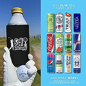 Funny Golf Slim Can Cooler - Pop Nordic 12 Pack Slim Beer Can Sleeve, Reusable Neoprene Can Cooler Bulk for Golf Game Party Supplies, Great Golf Gifts for Men