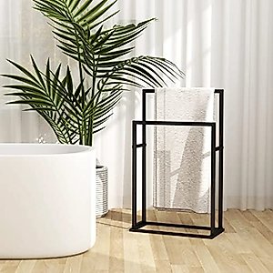 FAMIROSA Freestanding Towel Rack Black 18.9"x9.4"x30.9" Iron ( Weight: 4.59 lbs)