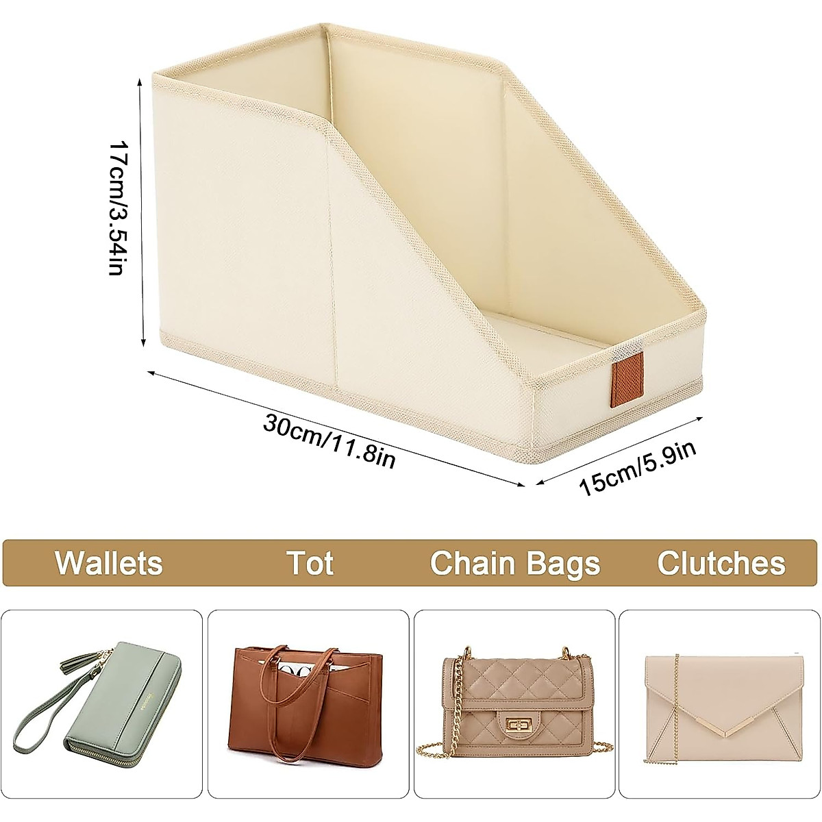 DIMJ Closet Organizers for Purses and Bag Storage, Small Storage Bins Foldable, Storage Baskets for Shelves, Wardrobe, Bedroom, Office - Fabric Cube Storage 6 Pack(Beige, 5.9 x 11.8 x 6.7 in)