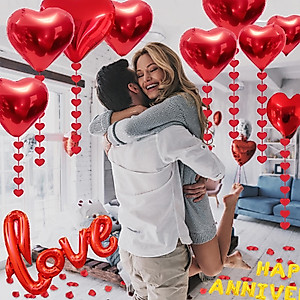 Happy Anniversary Decorations, Romantic Happy Anniversary Valentines Day Balloons Arch Kit Decorations, Happy Anniversary Banner, Feliz Aniversario Decoracion,10 Year Anniversary Decorations