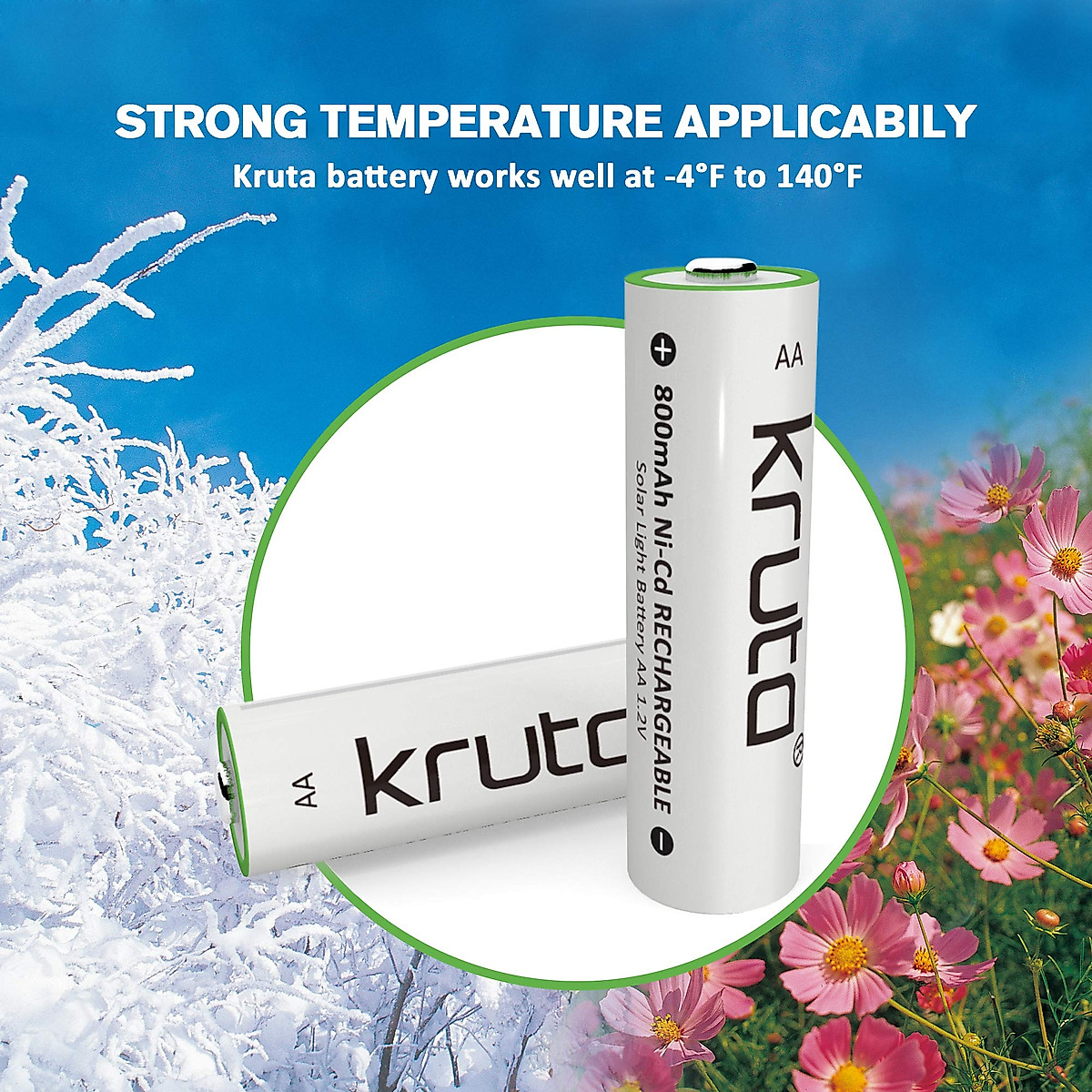 Kruta AA Rechargeable Batteries 800mAh NiCD Rechargeable Solar AA Battery for Solar Lights Solar Lamp(Pack of 12)