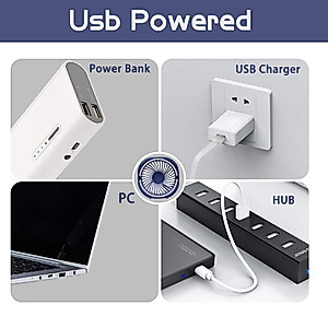 3 Speed USB Mini Desk Fan, Portable Table Fan with Strong Wind Quiet 360°Rotatable Personal Small USB Powered Desktop Fan for Home Office Dorm(blue)