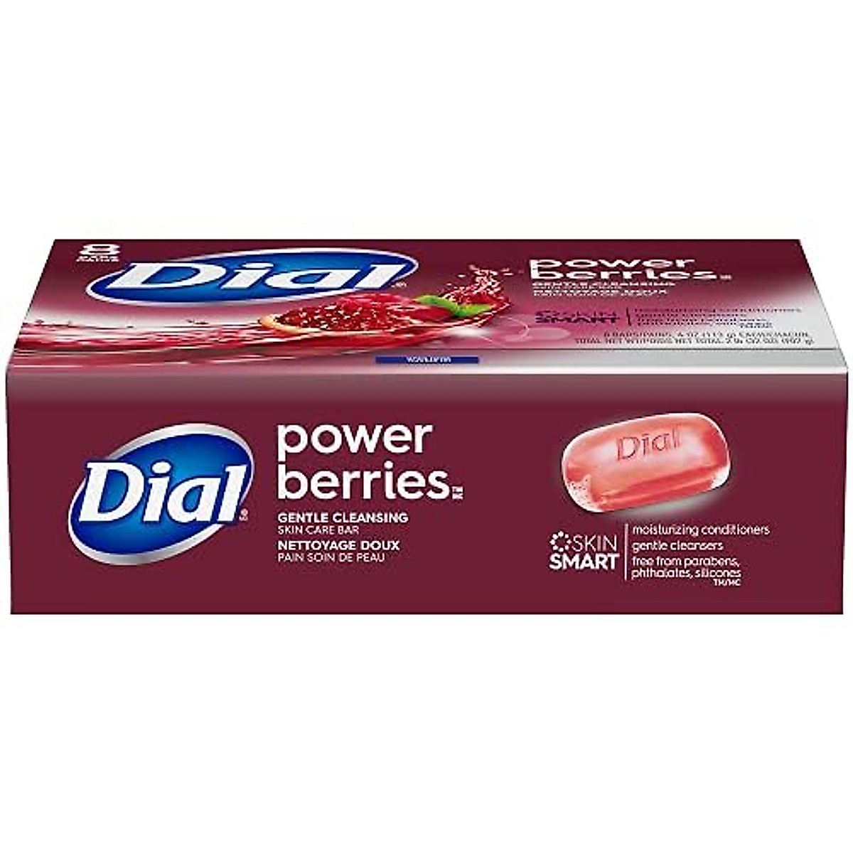 Dial Skin Care Bar Soap, Power Berries, 4 Ounce, 16 Bars