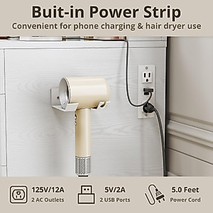 IRONCK Vanity Desk with Mirror and LED Lights, Makeup Vanity with 11 Drawers and Power Outlet, 45" Glass Top Vanity Table with Storage Stool, Adjustable Brightness, Vanity Set for Bedroom, White