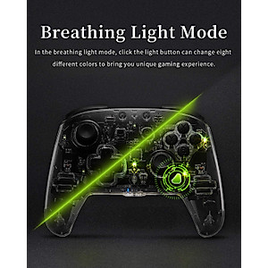 Switch Controller, Pro Controller for Switch/Switch Lite/Switch OLED, Adjustable Turbo, Vibration Motion, Gyro, Transparent