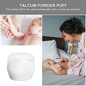 Toyvian 2 Sets Powder Puff Box Fluffy Body After- Bath Powder Face Body Villus Powder Puff Container Makeup Cosmetic Talcum Powder Holder with Hand Holder White